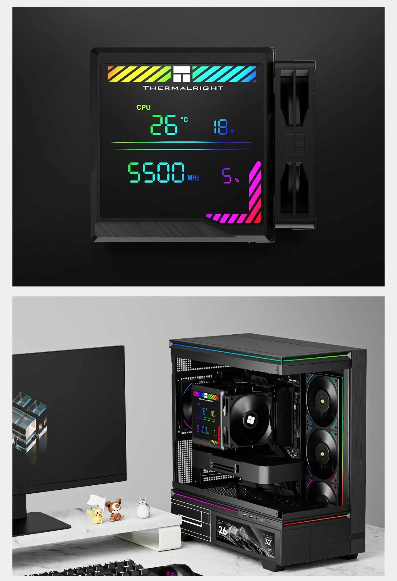 Thermalright PA140 Digital CPU Air Cooler จอแสดงผล LCD 6 ท่อความร้อน ...