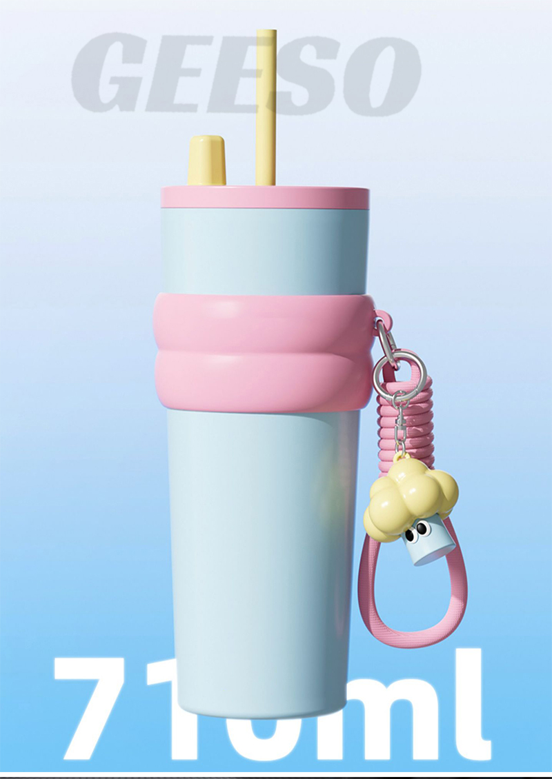 GEESO 710ML Thermal Cup With Straw ฟางถ้วยเก็บความร้อน จุขนาดใหญ่ 316 ...