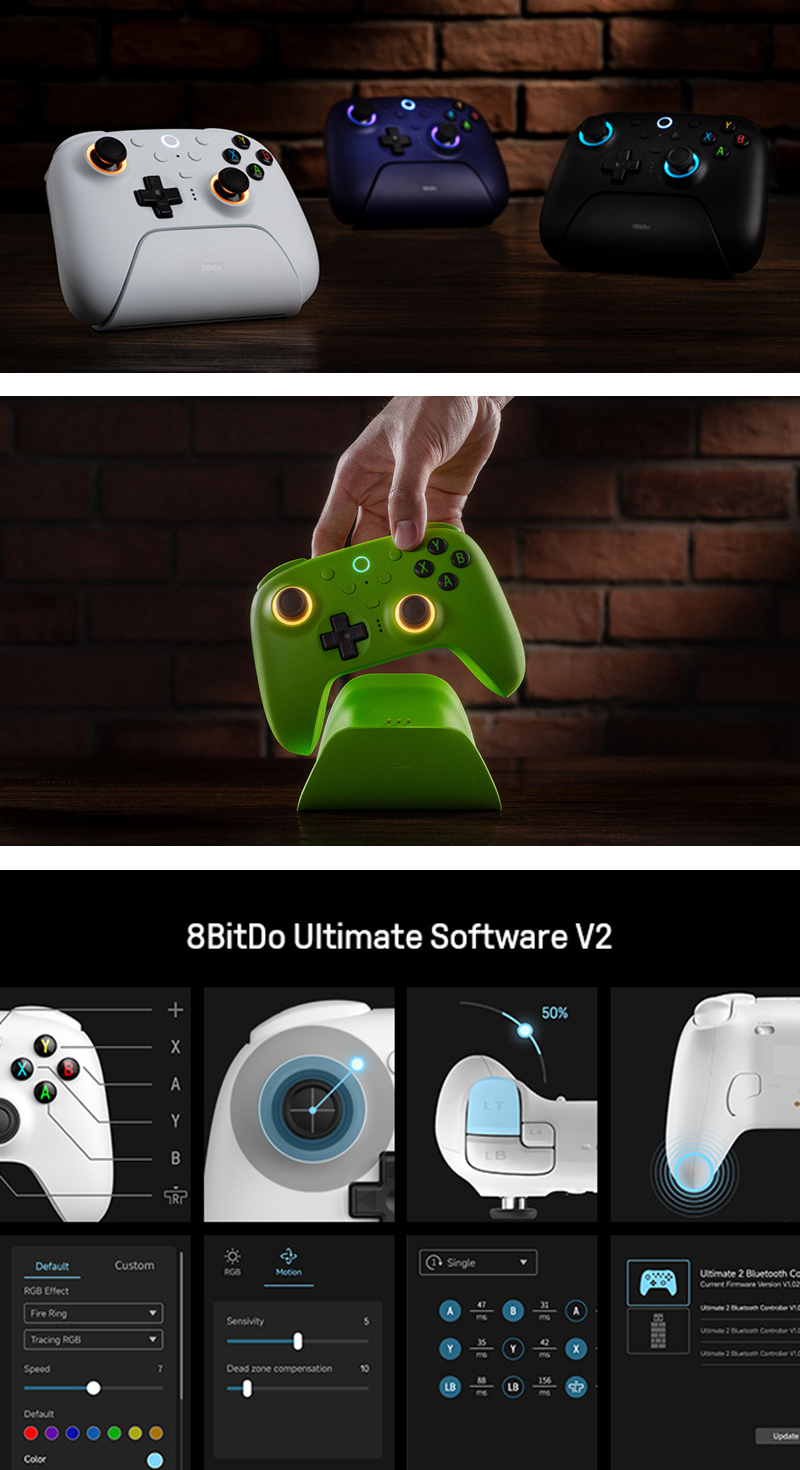 8bitdo Ultimate 2 คอนโทรลเลอร์ไร้สายสําหรับ Windows PC Android Steam ...