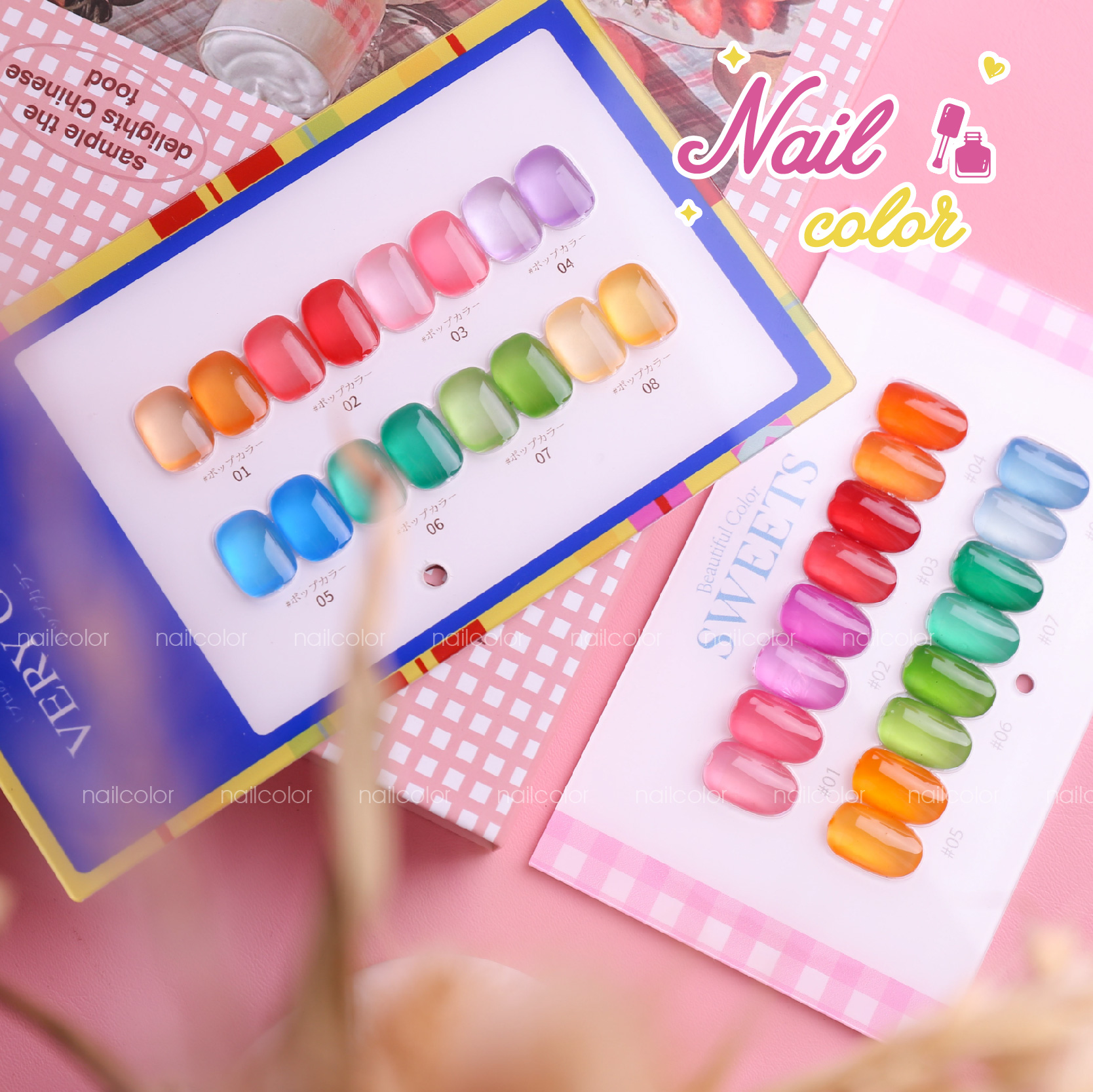 [คลังสินค้าพร้อม] verygood，Gemira 8 สี (การ์ดสีฟรี) กาวทาเล็บกึ่งโปร่ง ...