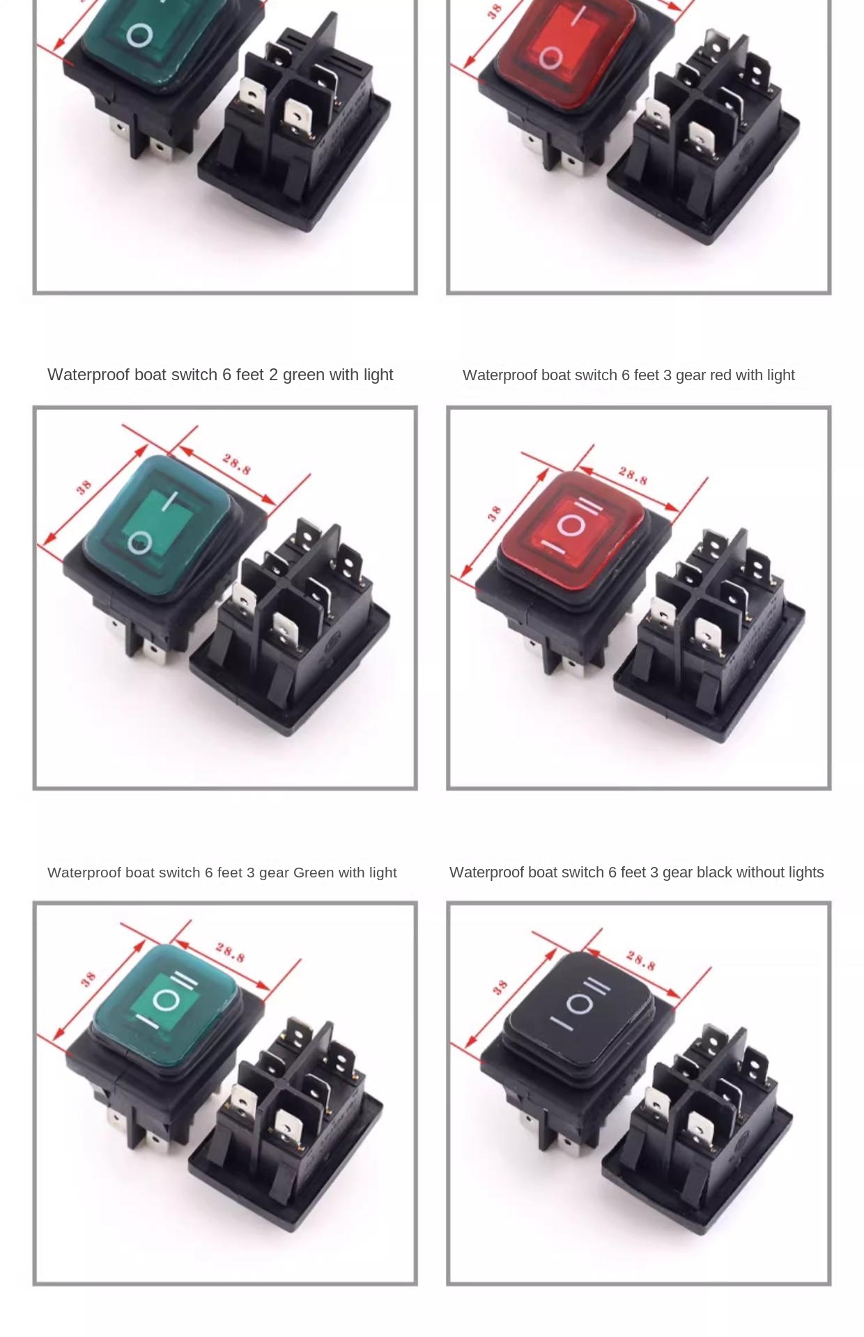สวิตช์เรือแบบกันน้ำ KCD4 สวิตช์ KCD2 กันน้ำ 2/3 เกียร์ ขา 4/6 พร้อมไฟ ...