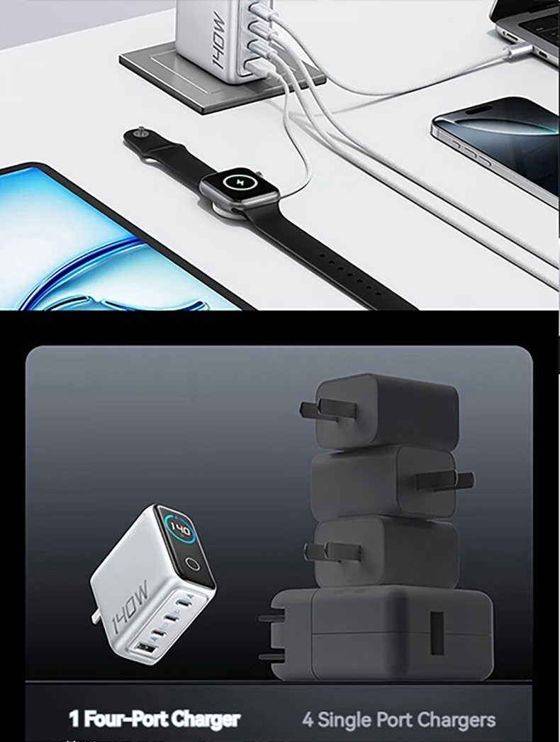 KKBANK By ANK GaN 140W พร้อมจอแสดงผลหน้าจอ Fast Charger First Ai ...