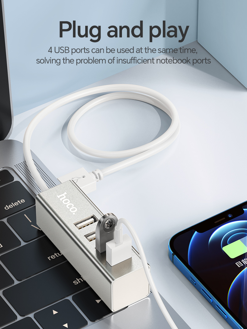 hoco. HB1 Ports HUB / Type-C อุปกรณ์ ตัวแปลง เพิ่มช่อง HUB USB ใช้งาน ...