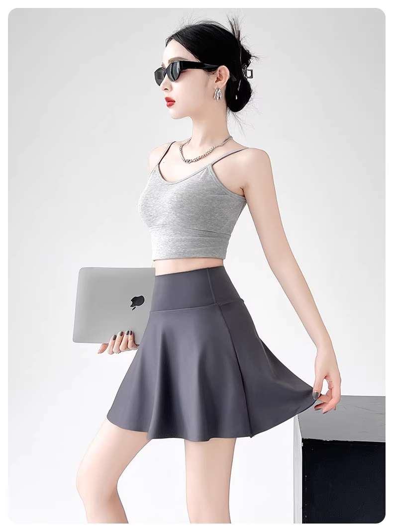 กระโปรงกางเกงเอวสูงสำหรับโยคะ ดีไซน์ป้องกันโป๊แบบสองชั้น นุ่มสบายเหมาะ ...