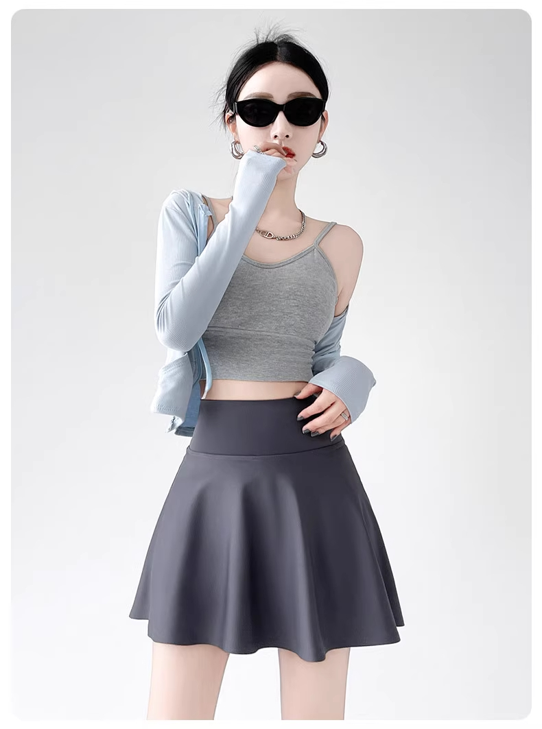 กระโปรงกางเกงเอวสูงสำหรับโยคะ ดีไซน์ป้องกันโป๊แบบสองชั้น นุ่มสบายเหมาะ ...