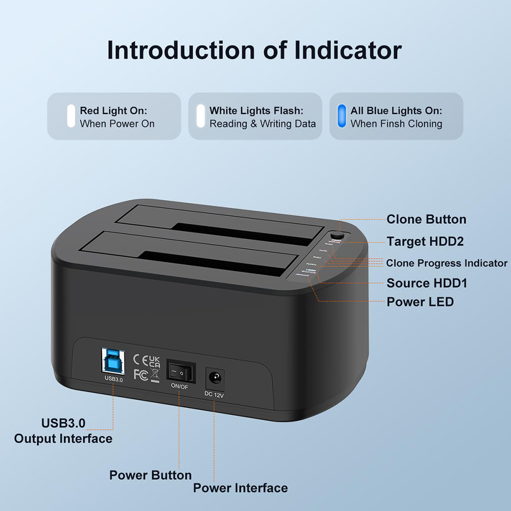 MAIWO HDD Clone Docking Station สําหรับ 2.5/3.5 นิ้ว HDD SSD รองรับ ...