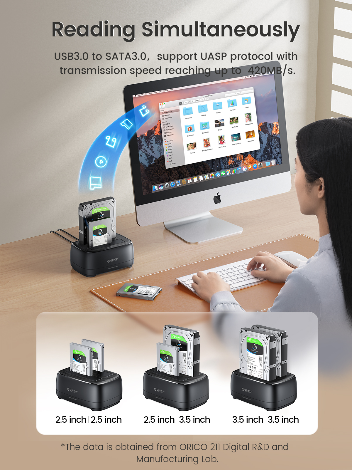 ORICO Dual-Bay HDD Docking Station with Offline Clone Function SATA to ...