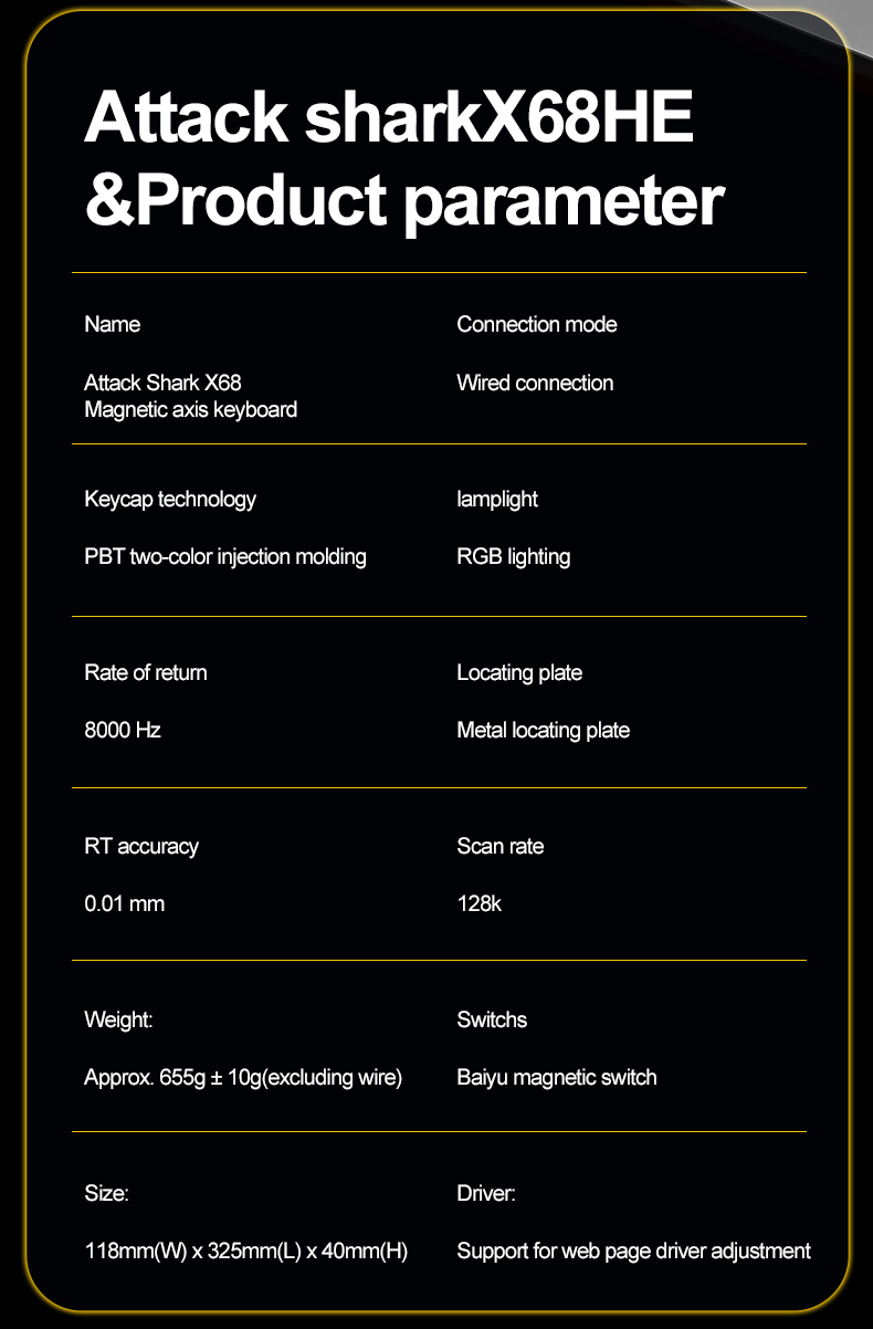 Attack Shark Mechanical Keyboard X68HE Magnetic Switch Gaming Wired Low ...