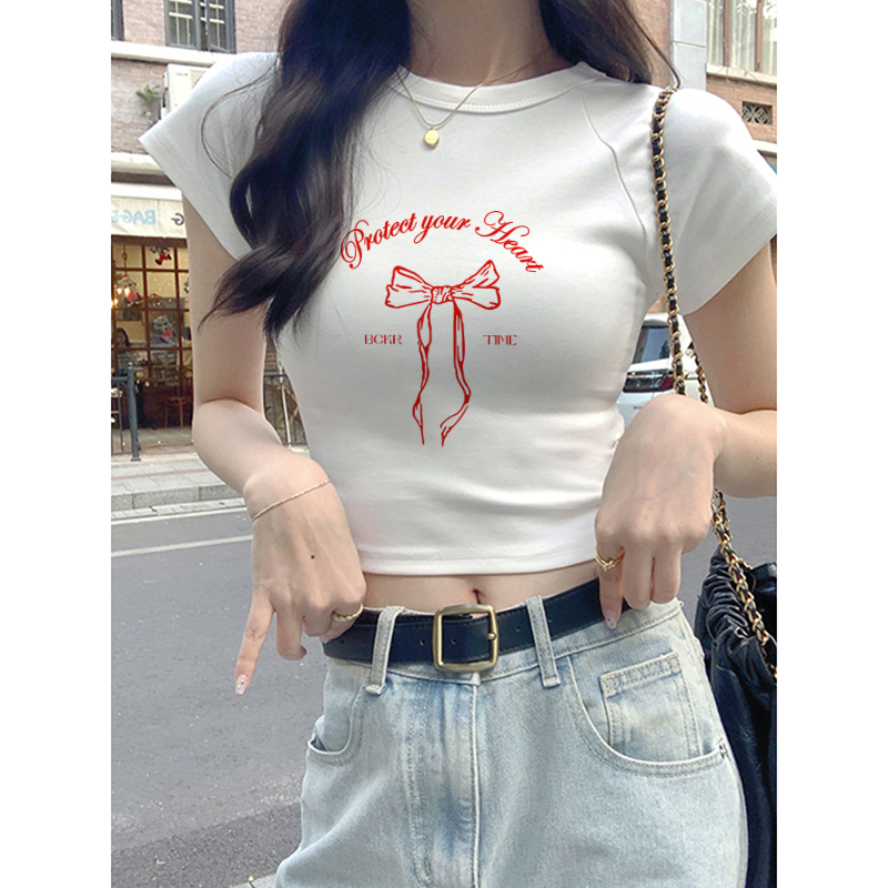 แฟชั่นเกาหลีสไตล์🎀ลายโบว์สีแดง ชุดหน้าร้อน เสื้อผญ เสื้อ🎀สไตล์มินิมอล ...