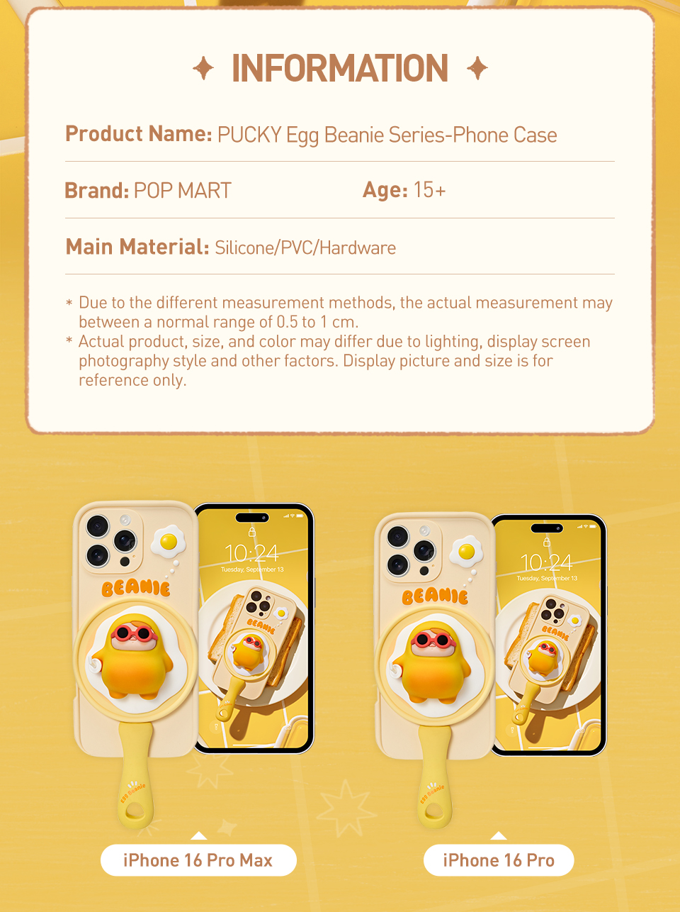 POP MART PUCKY Egg Beanie Series-Phone Case for iPhone 16 Pro / iPhone ...