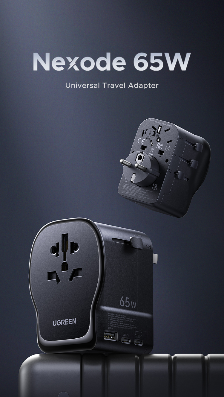 UGREEN Nexode 65W Universal Travel Adapter ปลั๊กสลับได้ UK/US/DE/CN 2 ...