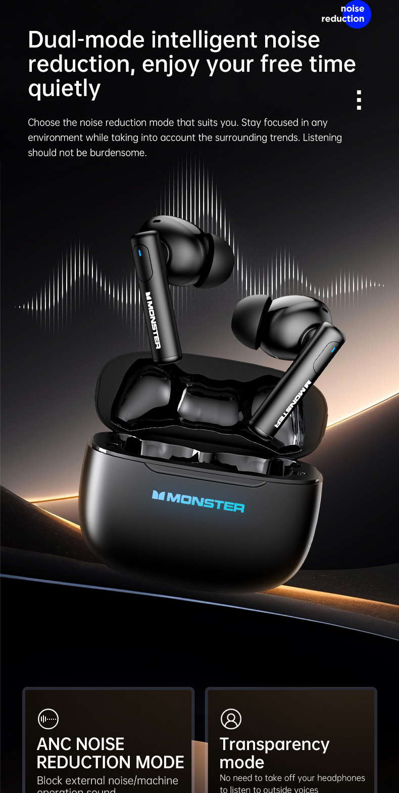 Monster XKT26 ANC หูฟังนักแปล AI 163 ภาษา Bluetooth 5.4 HD โทร Latency ...