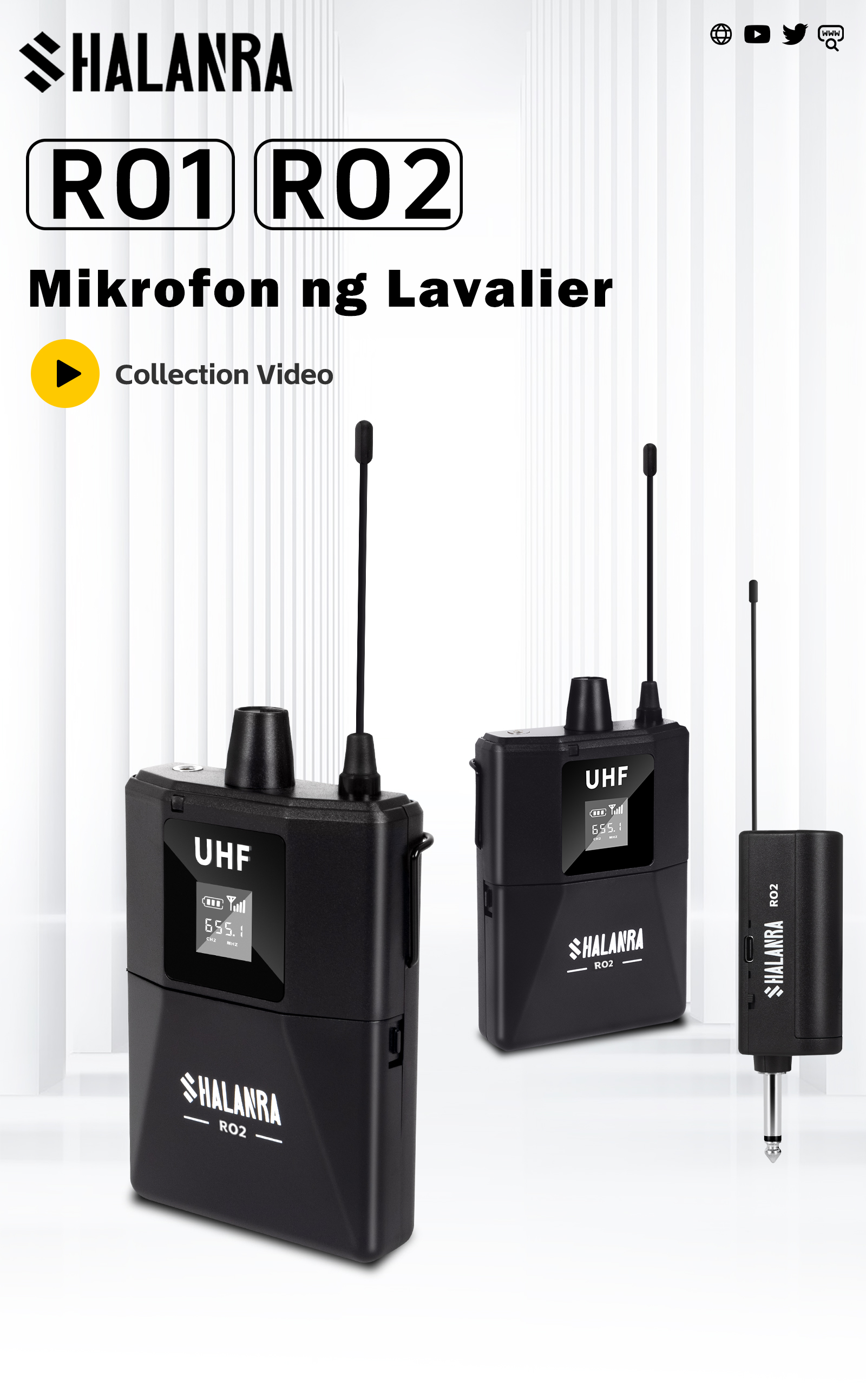 SHALANRA R01/R02 ไมโครโฟนไร้สายมืออาชีพ UHF Head-mounted Lavalier ...