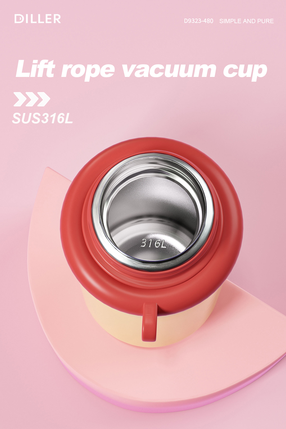 กระติกน้ําร้อนขวด Diller Ace (480/500/520ml) - สแตนเลส 316 การประชุมทางอุณหภูมิ ป้องกันการรั่ว ...