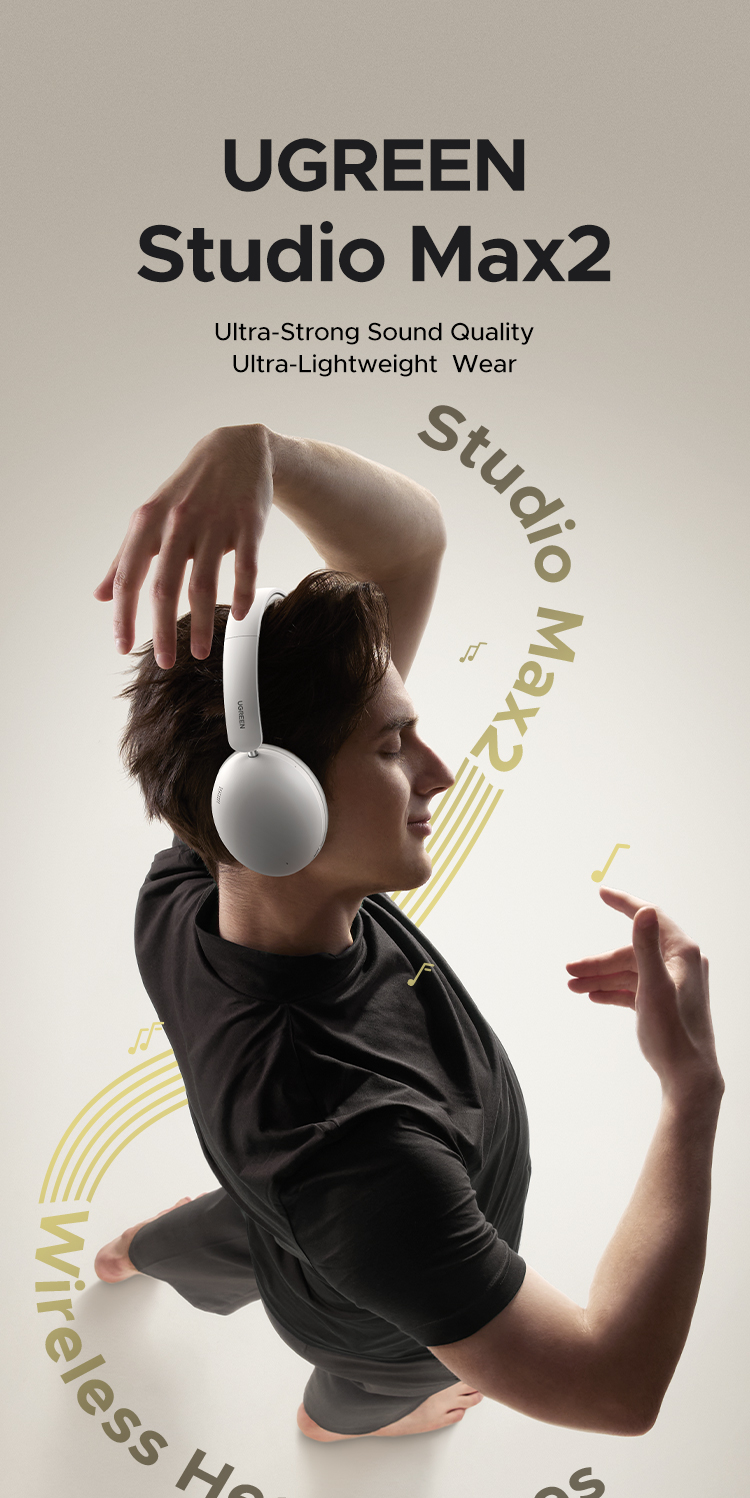 UGREEN หูฟังครอบหู Max2C ไร้สายบลูทูธ 5.4 หูฟัง Hi-Res Certified HiFi เสียงรอบทิศทาง 720° ตัด ...