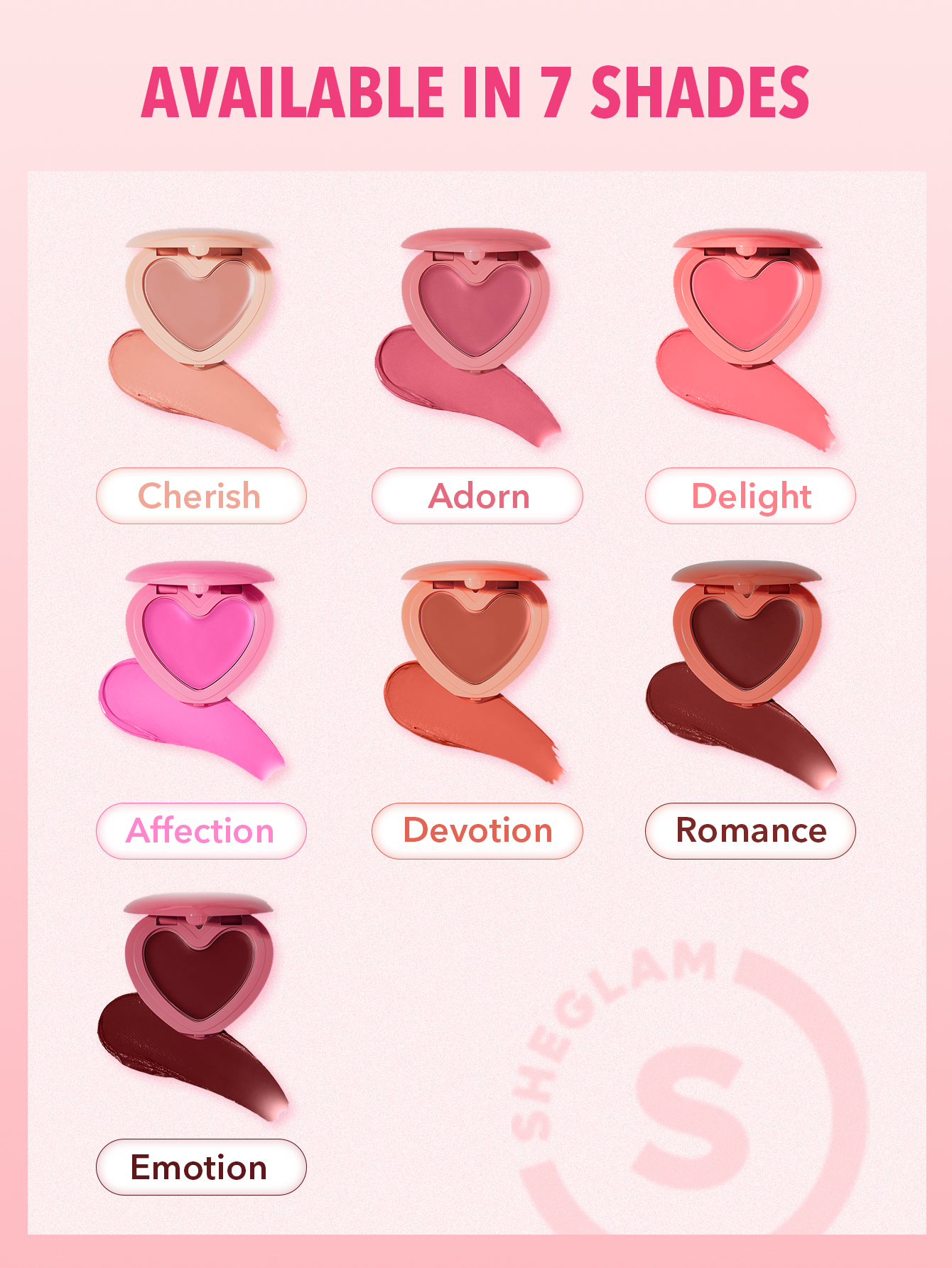 Sheglam เล่น Cupid Cream Blush Powder-7 Shades Multi-ใช้ Soft Pink ...