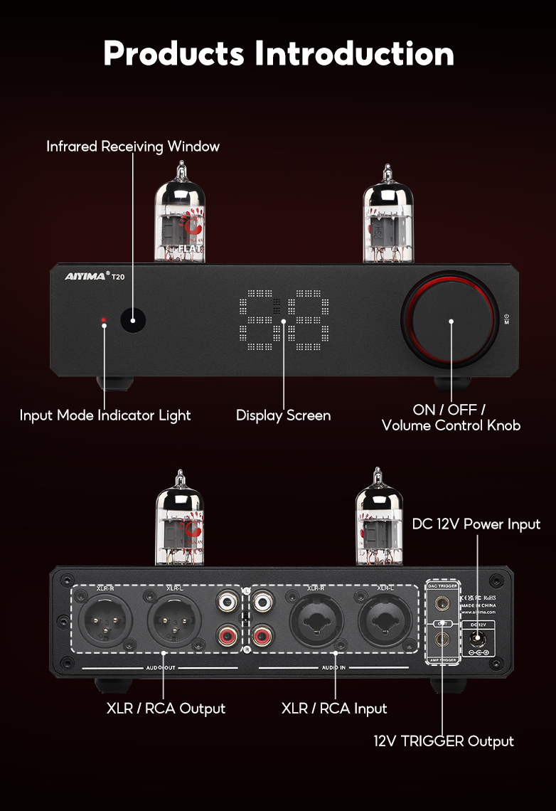 AIYIMA T20 หลอดสูญญากาศ Preamplifier ECC83 Fully balanced Preamp RCA ...