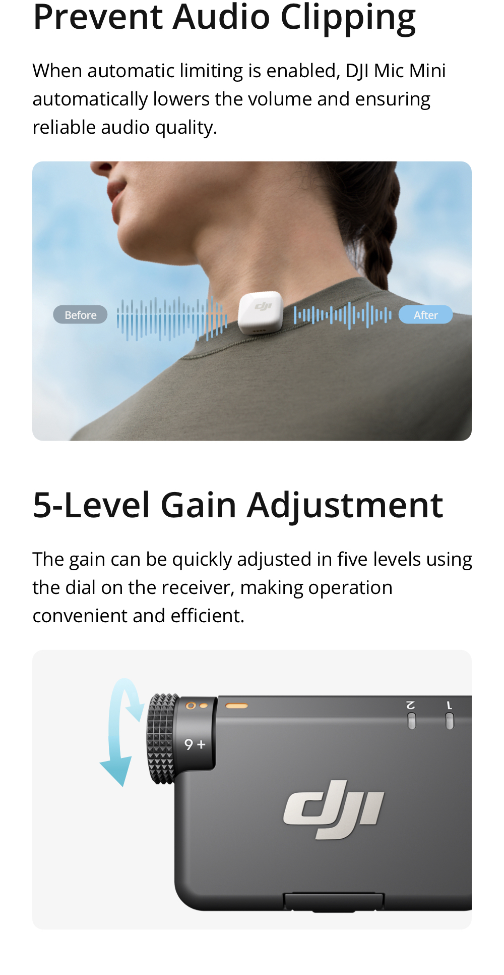 DJI Mic Mini (2 TX + 1 RX + เคสชาร์จ), ไมโครโฟนไร้สาย Ultralight, เสียงรายละเอียด, ใช้ 48h ...