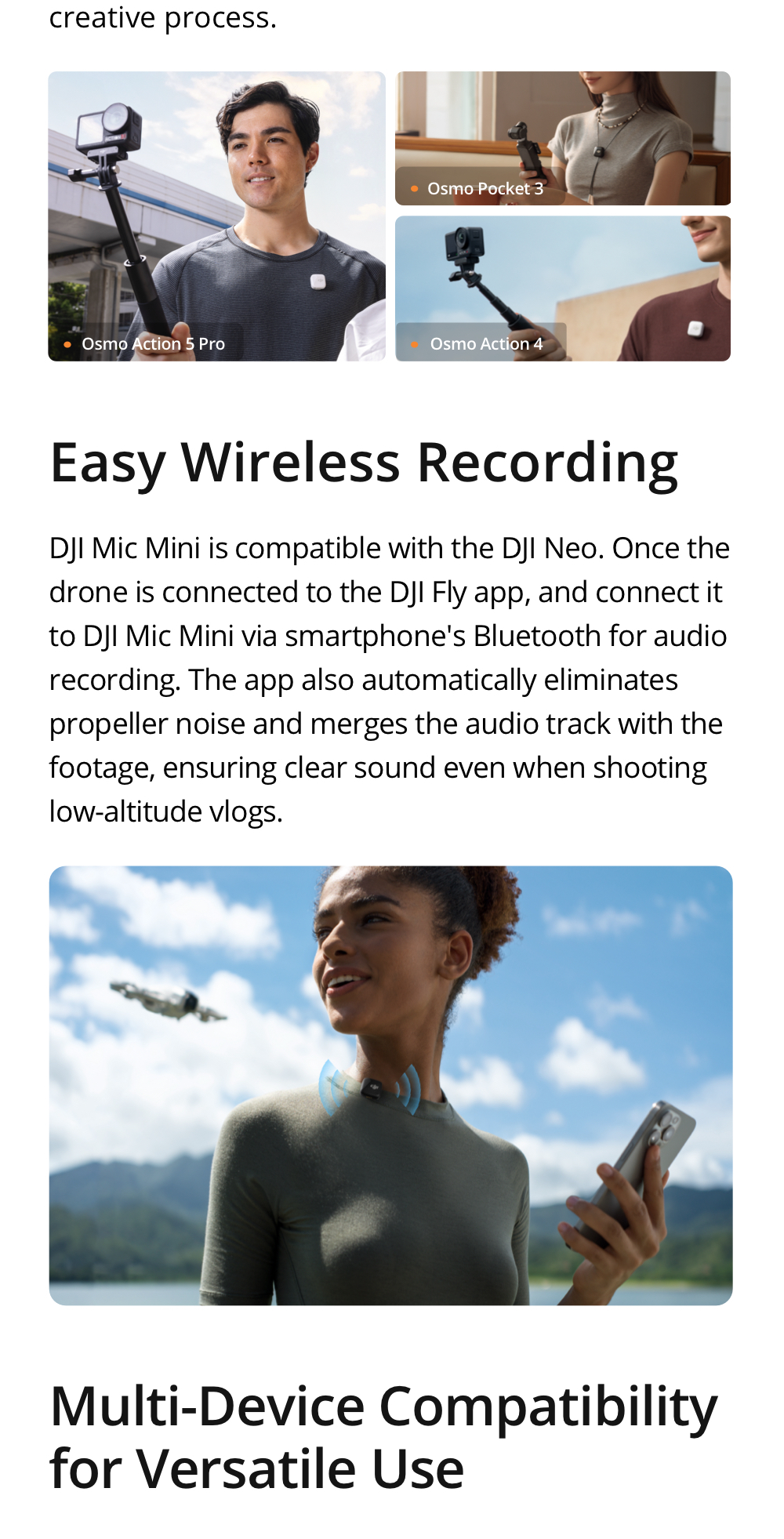 DJI Mic Mini (2 TX + 1 RX + เคสชาร์จ), ไมโครโฟนไร้สาย Ultralight, เสียงรายละเอียด, ใช้ 48h ...