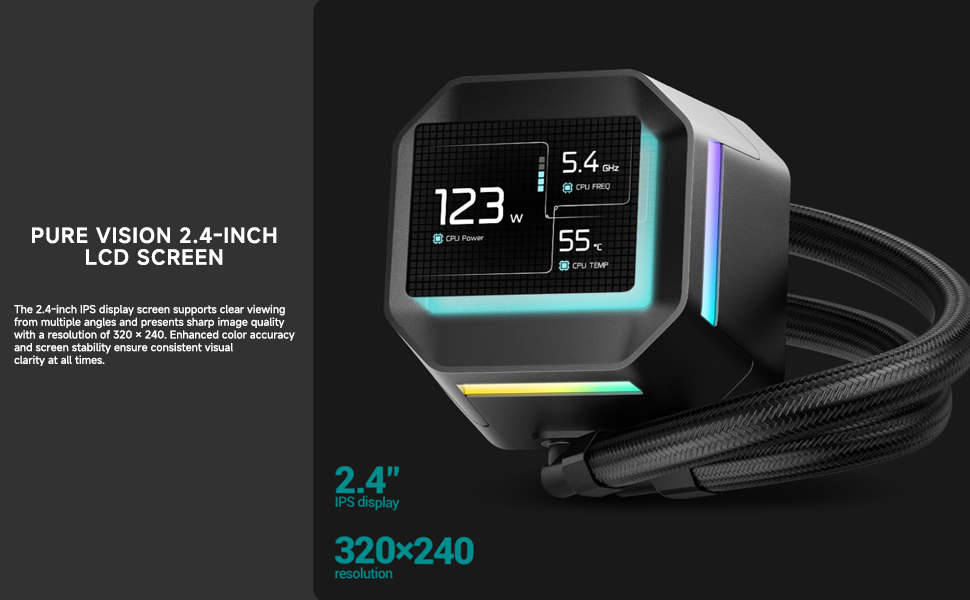 Deepcool LM360 LM240 CPU AIO Cooler 360 มม.240 มม.2.4 นิ้วจอแสดงผล IPS ...