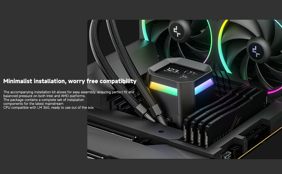 Deepcool LM360 LM240 CPU AIO Cooler 360 มม.240 มม.2.4 นิ้วจอแสดงผล IPS ...