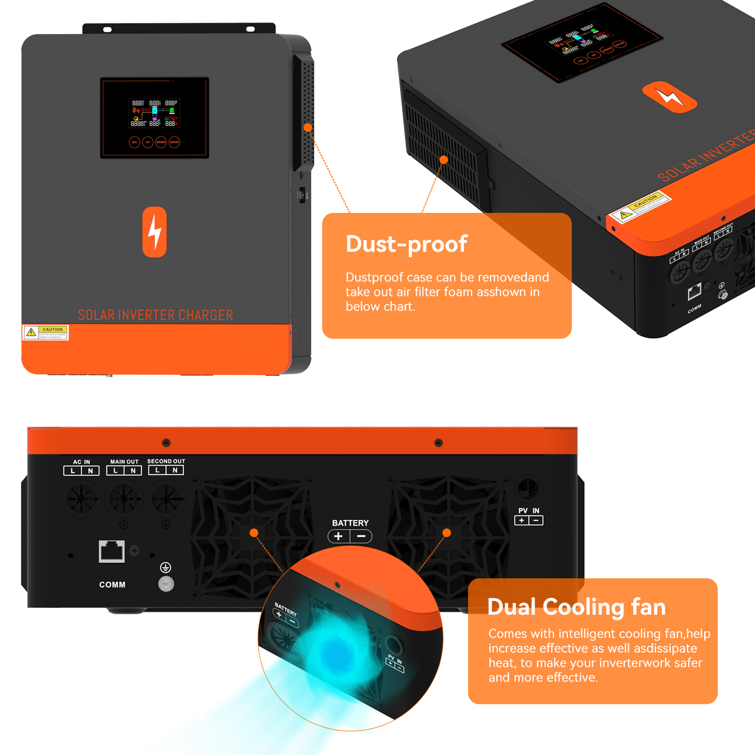 【แรงดันเริ่มต้นต่ํา】PowMr MPPT 6.2KW Pure Sine Wave Solar Hybrid Inverter ในตัว 120A Solar ...