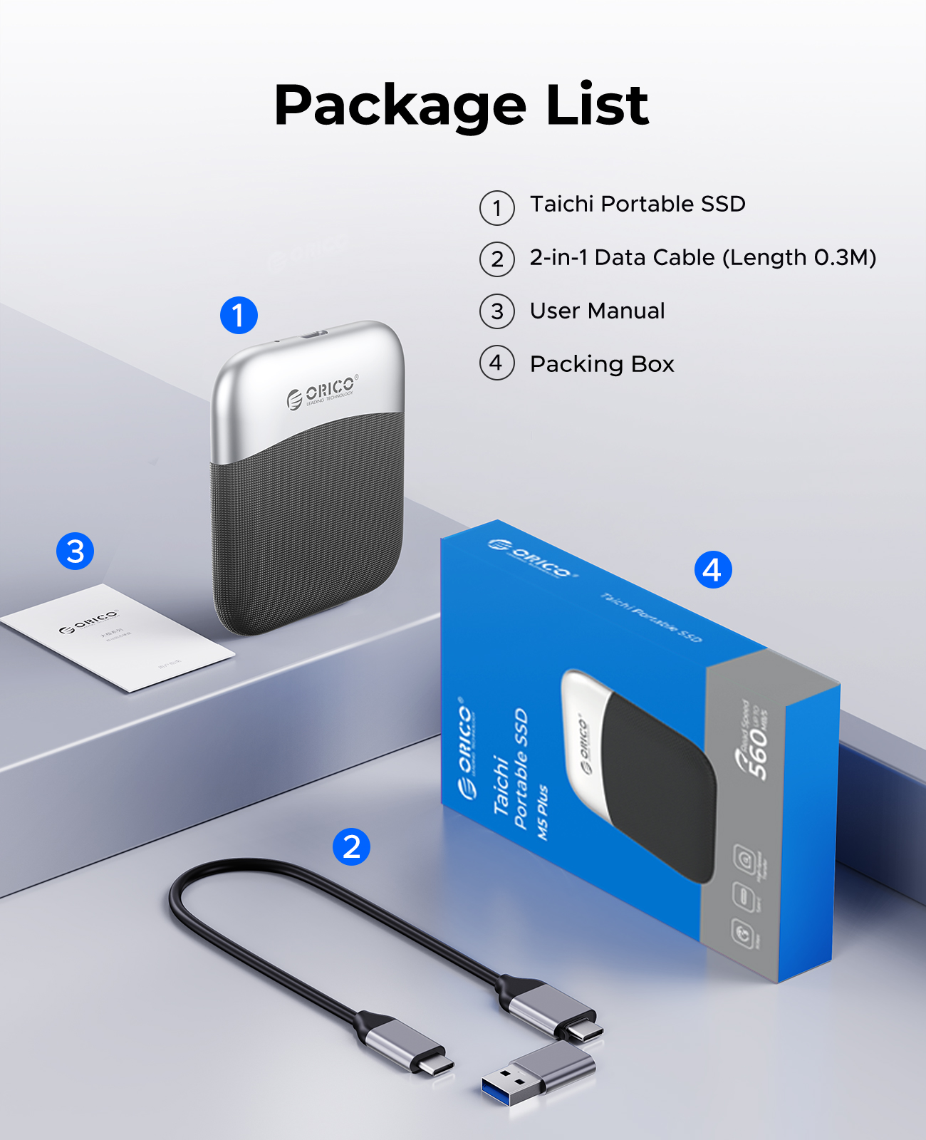 ORICO 512GB 1TB External SSD USB3.1 Type-C 500MB/s Portable SSD for iPhone 17 Laptop PC (M5Mini ...