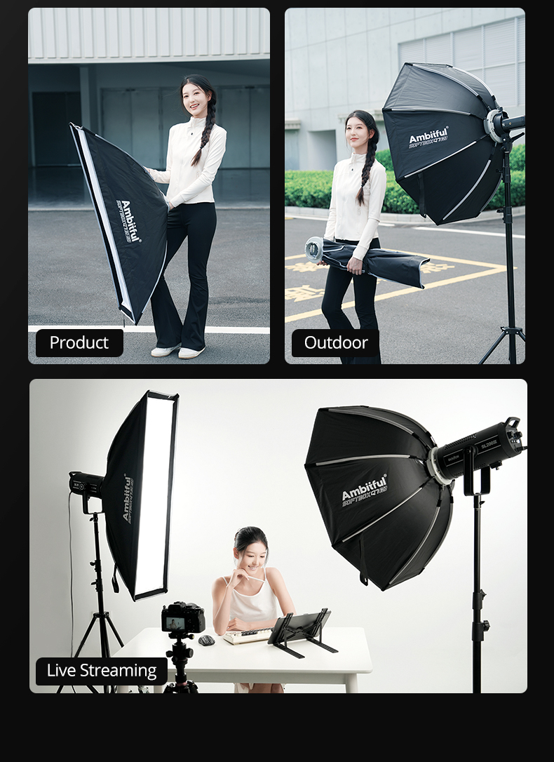 AMBITFUL Q7 series Softbox 55 ซม.65 ซม.90 ซม.60X90 ซม.30X120 ซม.Quick ...