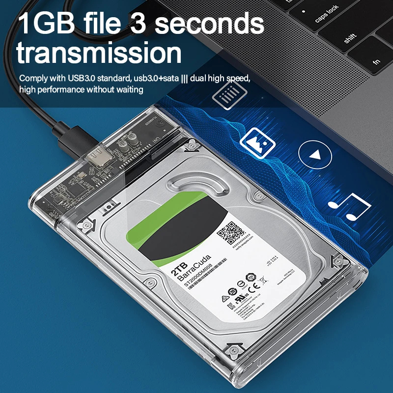 USB3.1 External HDD Case 2.5 นิ้วClear Hard Drive Enclosure Fast 6Gbps ...