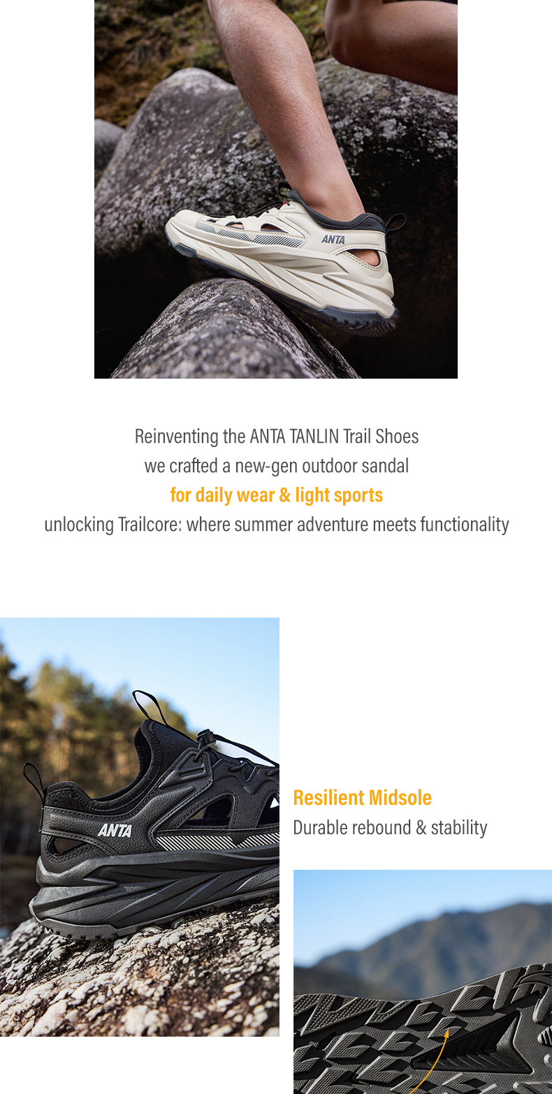 ANTA Men River Trekking Shoes รองเท้าแตะกีฬาพื้นนุ่มฤดูร้อน รองเท้าเดิน ...
