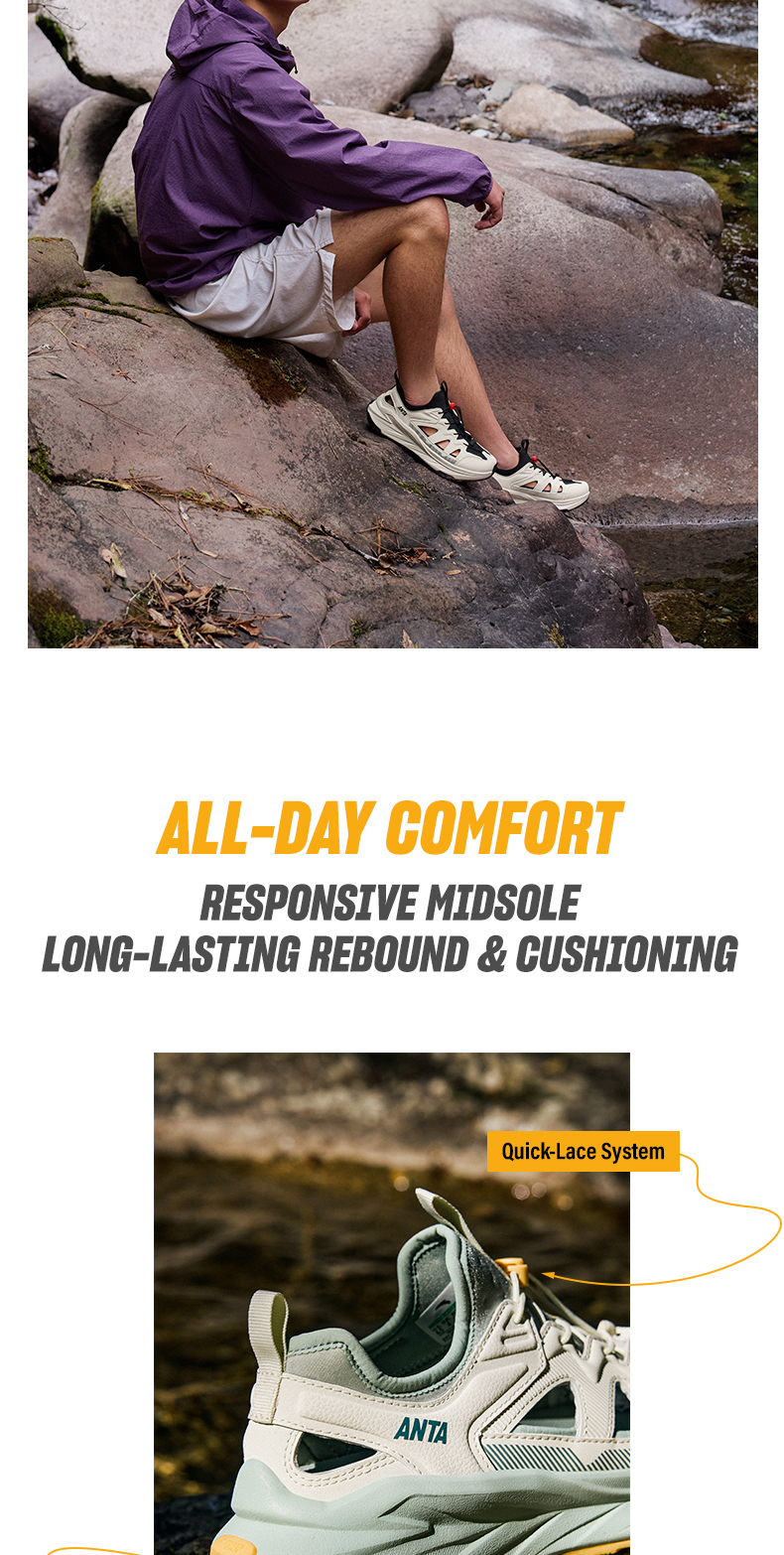 ANTA Men River Trekking Shoes รองเท้าแตะกีฬาพื้นนุ่มฤดูร้อน รองเท้าเดิน ...