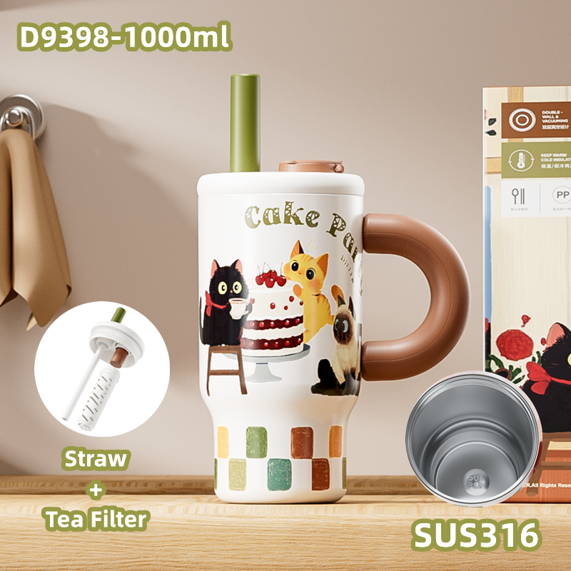 Diller Ace Tumbler กระติกน้ําร้อนขนาดใหญ่ (1000ml) - 316 Stainless Steel, Temperature Retention ...