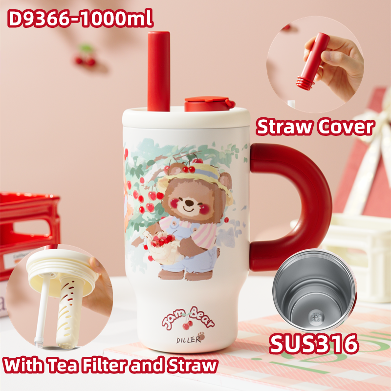 Diller Ace Tumbler กระติกน้ําร้อนขนาดใหญ่ (1000ml) - 316 Stainless Steel, Temperature Retention ...