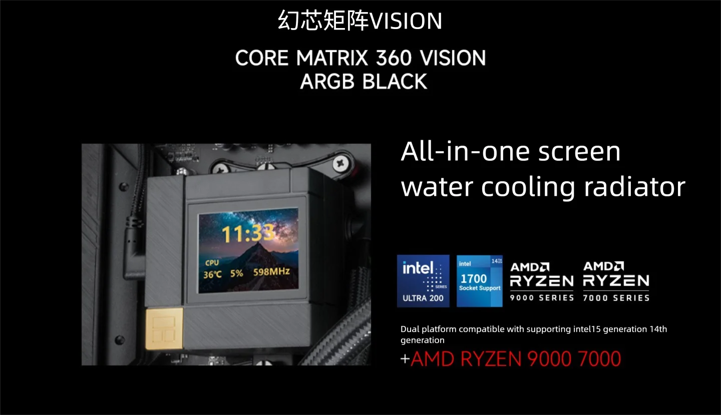 Thermalright CORE MATRIX 240 VISION CPU Water Cooler 2 นิ้วหน้าจอ IPS ...