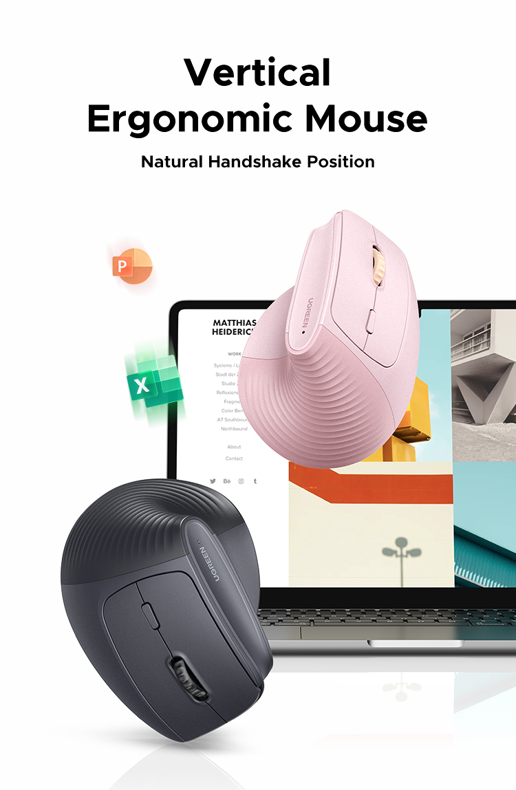 Ugreen เมาส์ไร้สาย ออกแบบตามสรีรศาสตร์ 5 ปุ่มเสียงเงียบ Wireless Mouse 2.4G พร้อมตัวรับสัญญาณ ...