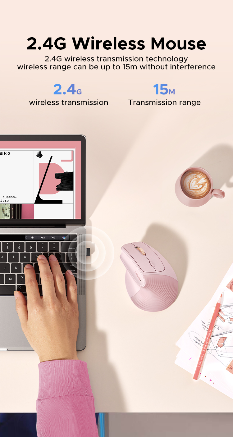 Ugreen เมาส์ไร้สาย ออกแบบตามสรีรศาสตร์ 5 ปุ่มเสียงเงียบ Wireless Mouse 2.4G พร้อมตัวรับสัญญาณ ...
