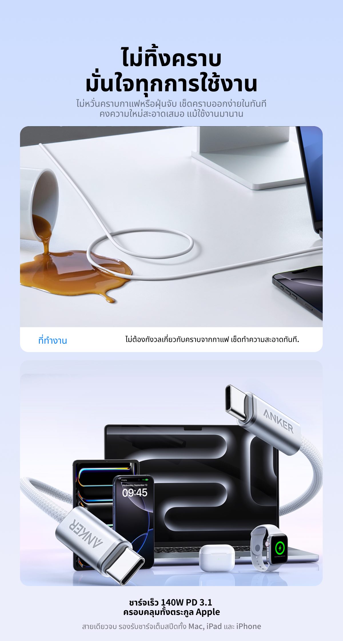 [For iPhone 17/16/15/Samsung] Anker Zolo USB C เป็น USB C, สายชาร์จเร็ว ...