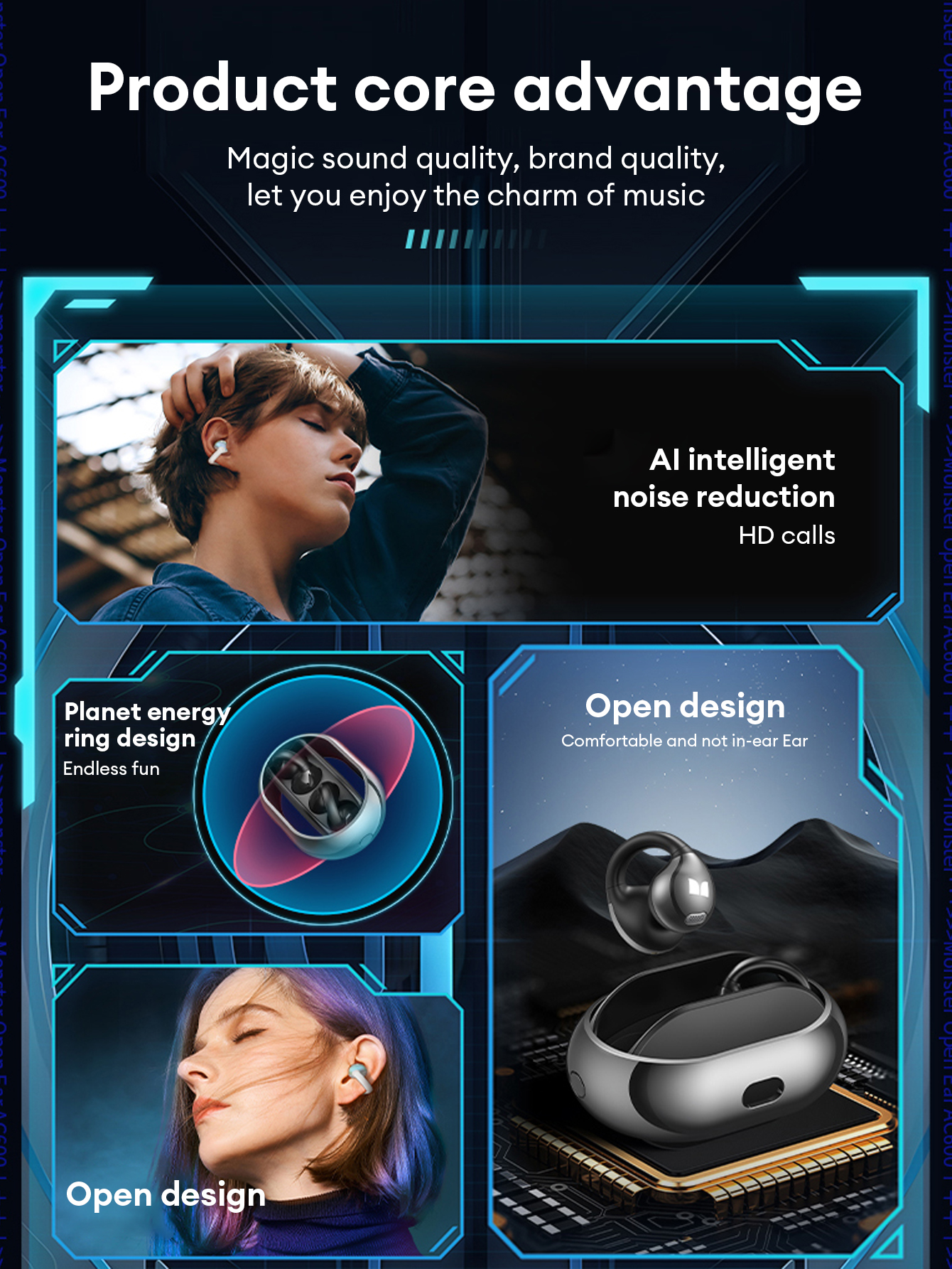 Monster AC600 หูฟังบลูทูธไร้สาย บลูทูธ 5.4 ลดเสียงรบกวนการโทร AI เบส ...