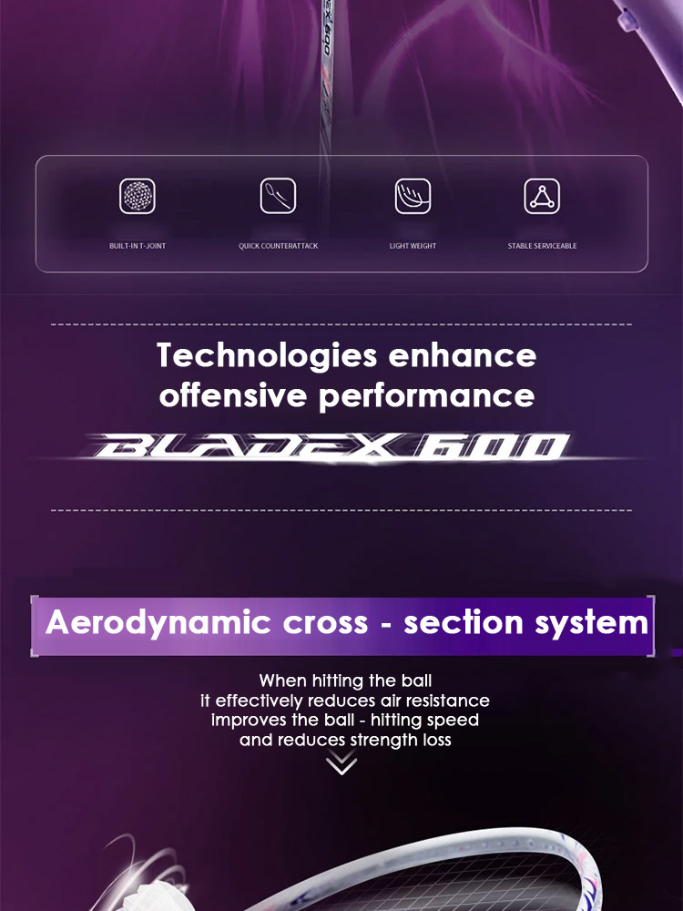 LI-NING BLADEX 600(4U) ไม้แบดมินตัน Unisex Speed-Oriented Single Racquet คาร์บอนไฟเบอร์ AYPT341 ...