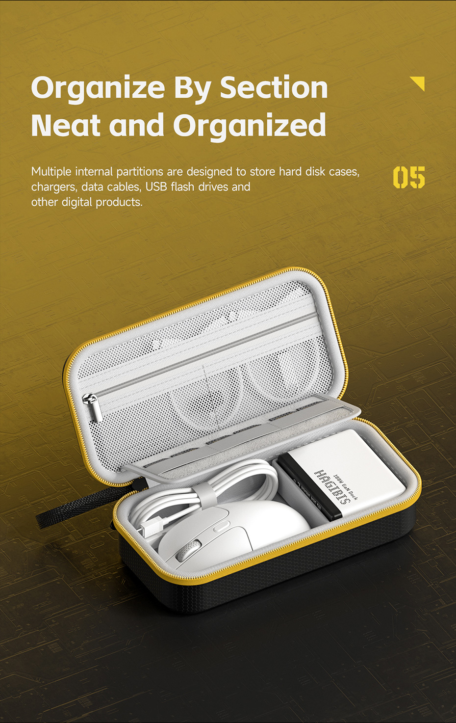 Hagibis Electronic Organizer กระเป๋าเดินทาง EVA Hardshell PU แบบพกพากระเป๋าถือสําหรับเมาส์สาย ...