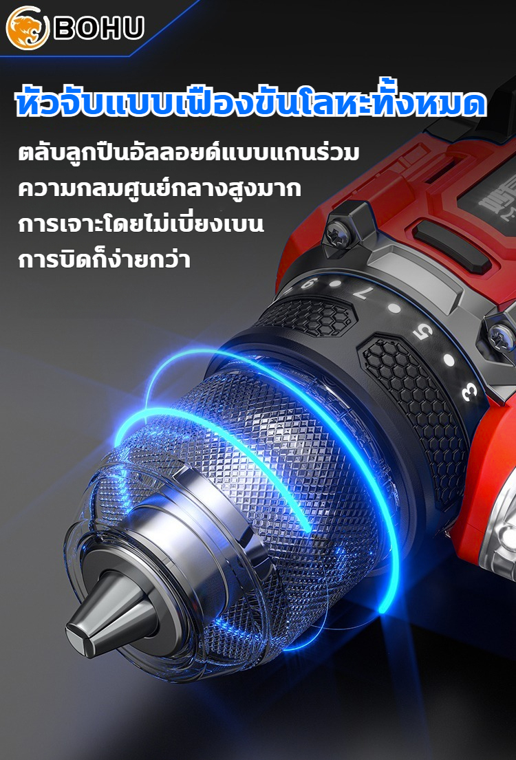 BOHU สว่านไขควงกระแทกไร้สาย 3 ระบบ สว่านไฟฟ้า ไขควงไร้สาย สว่านไขควง ไข ...