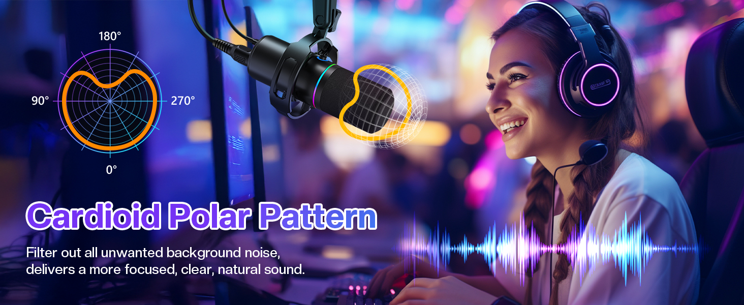 NEXMIC WM8 ไมโครโฟนคอนเดนเซอร์ USB, ไมโครโฟนตัดเสียงรบกวนสําหรับเล่นเกม ...