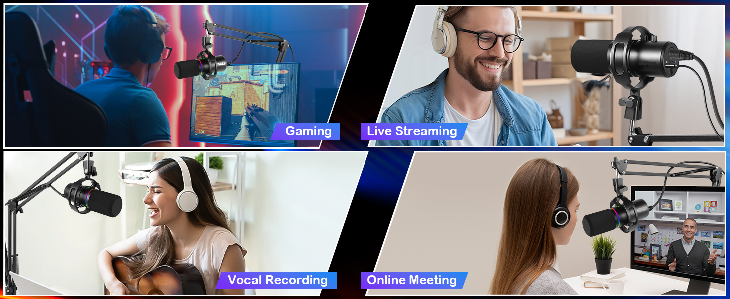 NEXMIC WM8 ไมโครโฟนคอนเดนเซอร์ USB, ไมโครโฟนตัดเสียงรบกวนสําหรับเล่นเกม ...