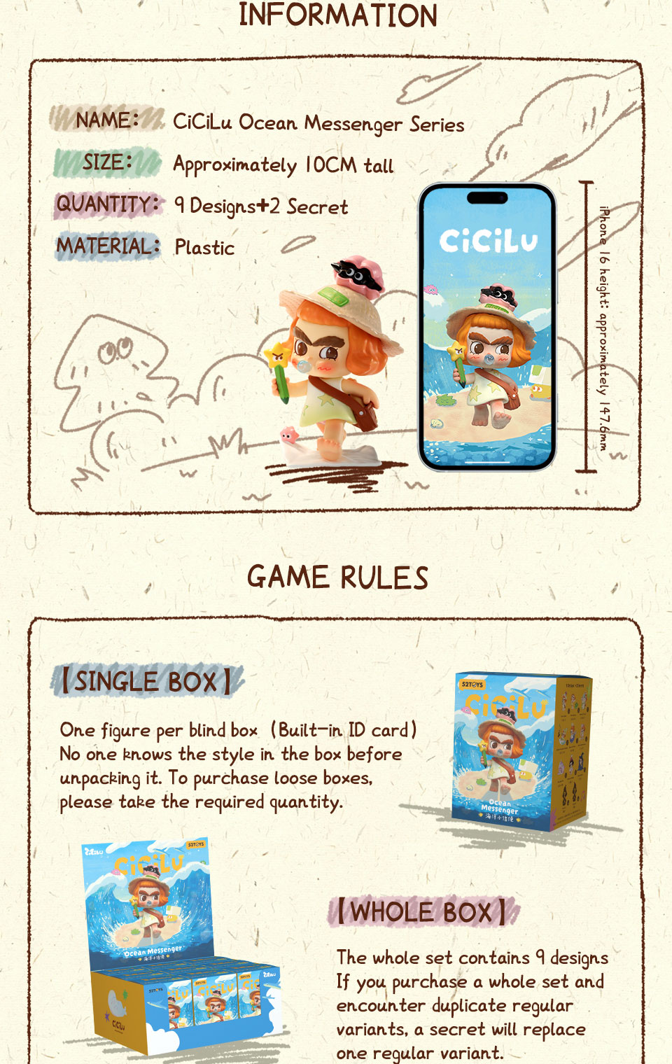 52TOYS CiCiLu Ocean Messenger Series Blind Box Figure Toy | Shopee Thailand