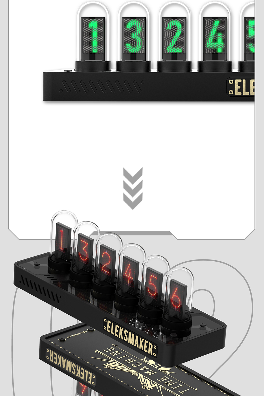 EleksMaker | PRO EleksTube Glow Tube นาฬิกา RGB เดสก์ท็อปตกแต่งนาฬิกา ...