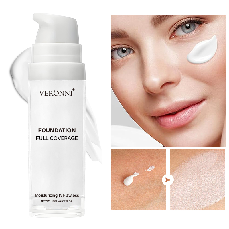 VERONNI White Liquid Foundation+ชุดลิปสติกสีดําเหมาะสําหรับแต่งหน้าโก ...