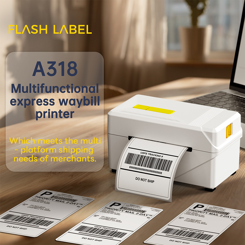 FLASHLABEL A318 เครื่องพิมพ์ฉลากสินค้า 80mm เครื่องปริ้นเดอร์ ใบปะหน้าพัสดุ Label Printer พิมพ์ ...