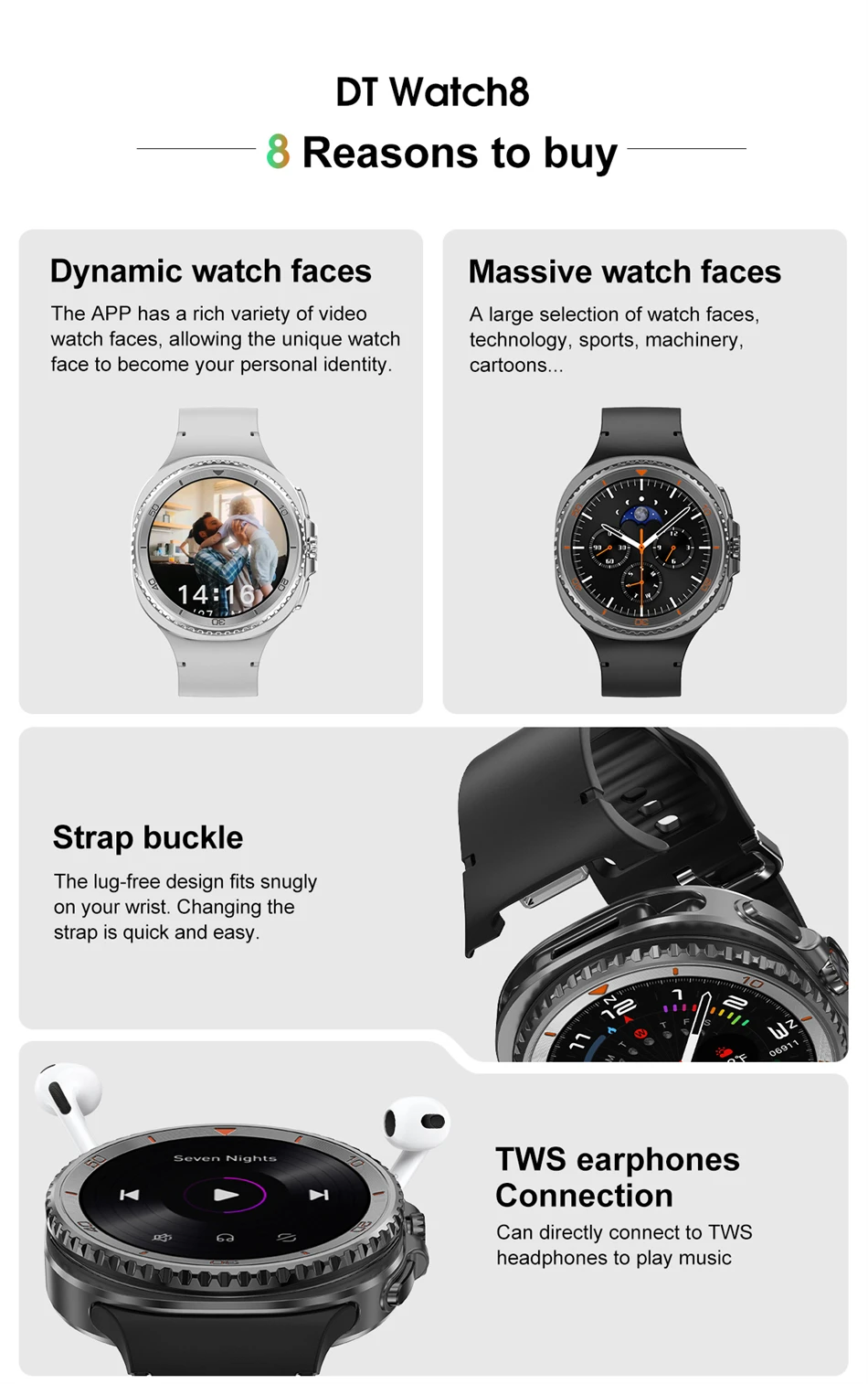 Original DT WATCH 8 Ultra Smart Watch 46mm Men GPS Tracking NFC Play ...