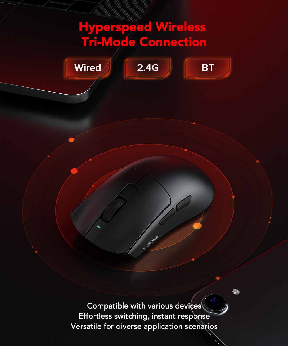 KYSONA Jupiter Pro Gaming Mouse 26000 DPI 8000Hz PAW3395 49g Super ...