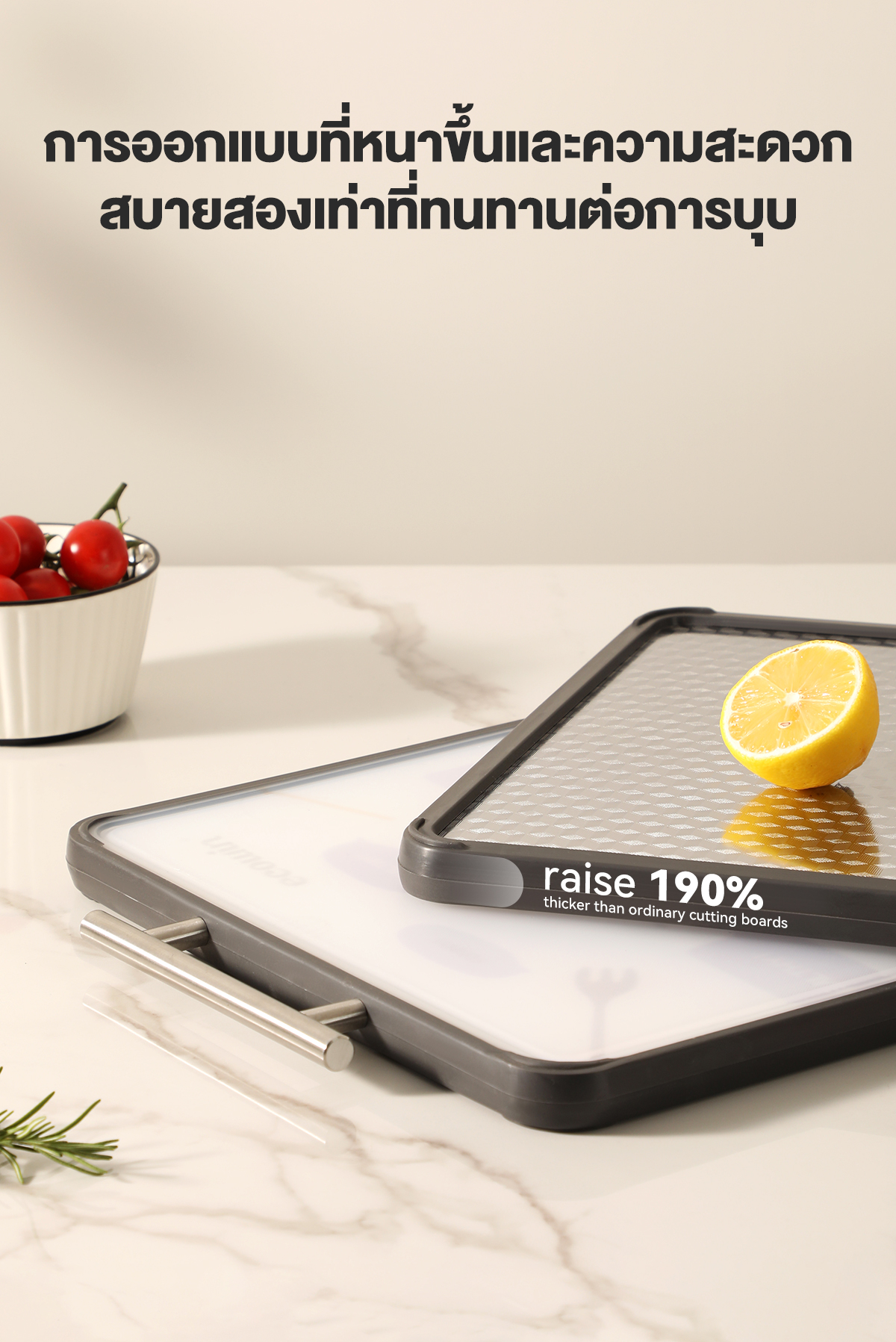 Ecowin 316 เขียงสแตนเลสป้องกันโรคราน้ําค้างและต้านเชื้อแบคทีเรีย/ครัวเรือนสองด้านตัดผัก/หนาครัว ...